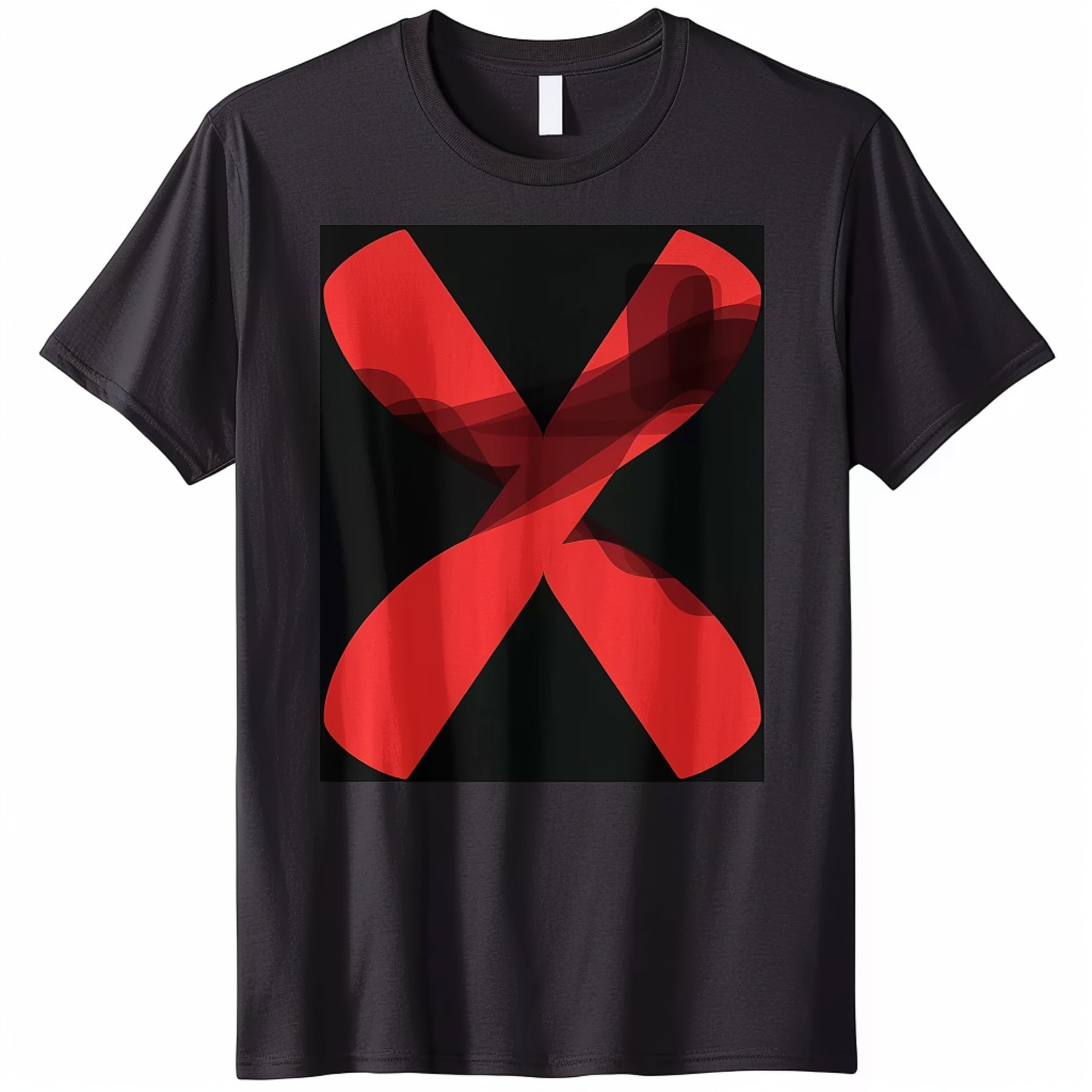 Unity in Contrast: Red X Design Black TShirt A striking and meticulous ...