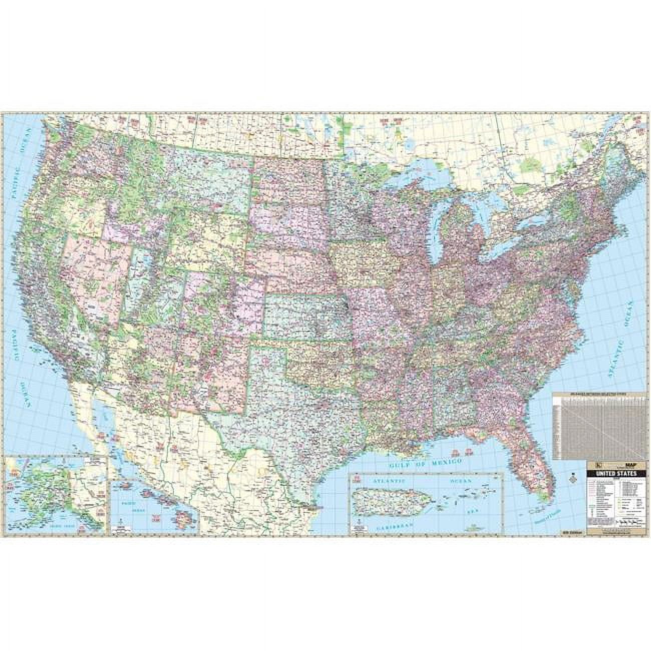 Univarsal 911401414002-108x72-LAM 108 x 72 in. Huge United States Wall ...
