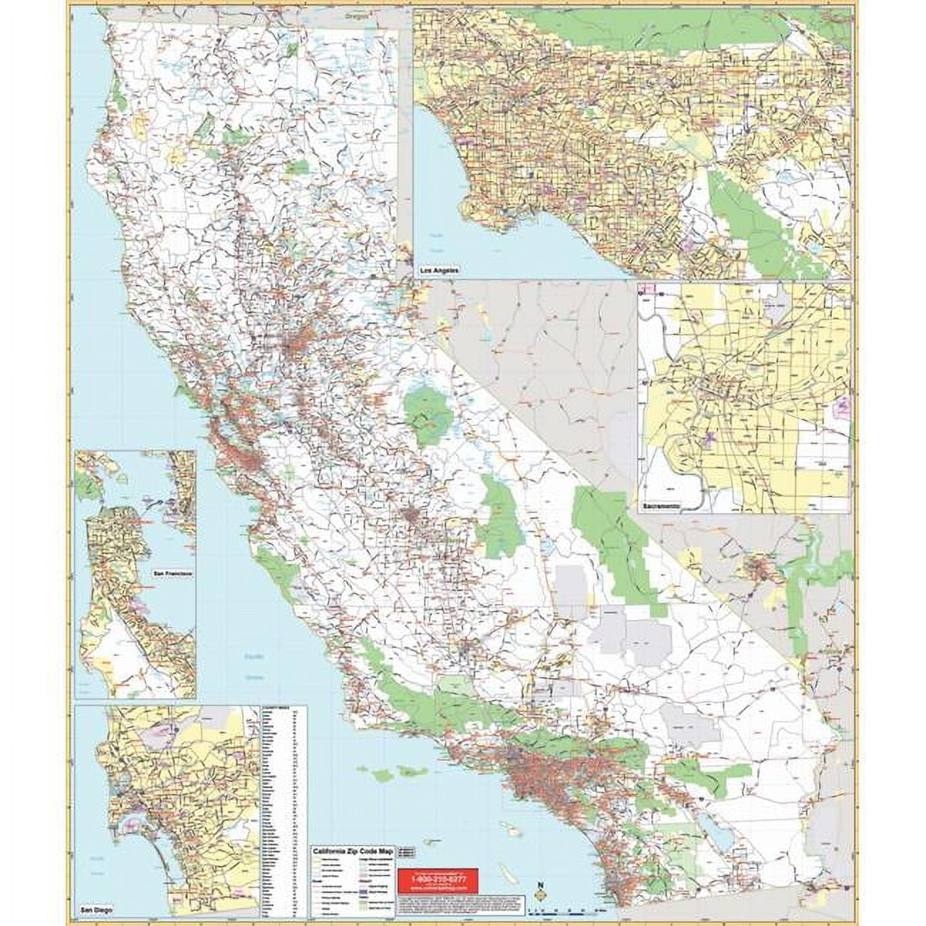 Univarsal 911640410005-52x60-LAM 52 x 60 in. California State Wall Map ...