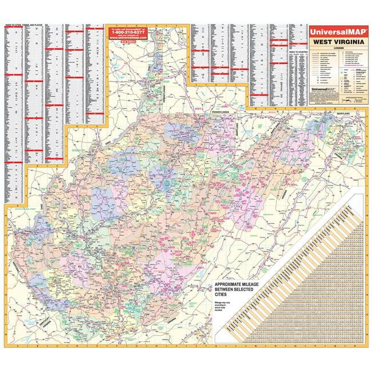 Univarsal 911644710001-58x52-LAM 58 x 52 in. West Virginia State Wall ...