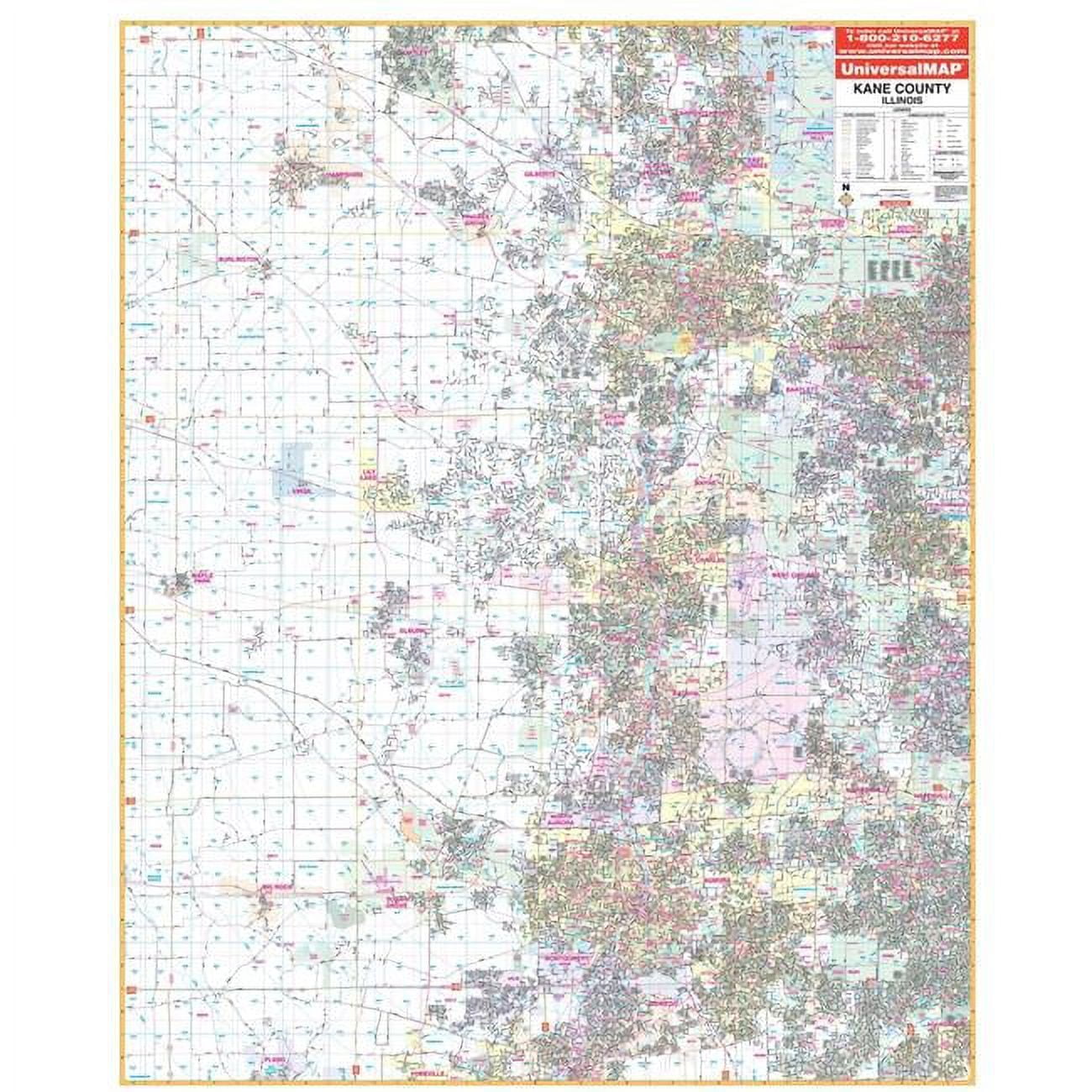 Univarsal 911841214007-54x68-PPR 54 x 68 in. Kane County, Illinois Wall ...