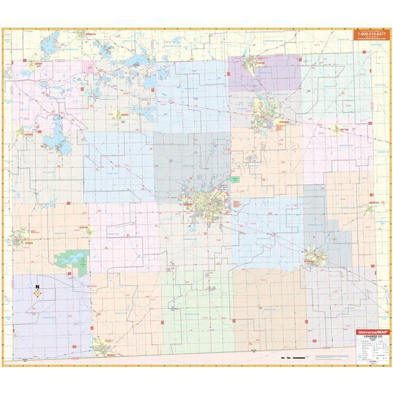 Univarsal 911842114001-60x54-LAM 60 x 54 in. Adrian & Lenawee, Michigan ...