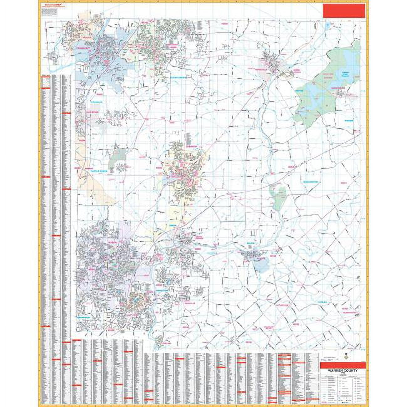 Univarsal 911843414011-72x56-BB1 72 x 56 in. Warren, Ohio Wall Map ...