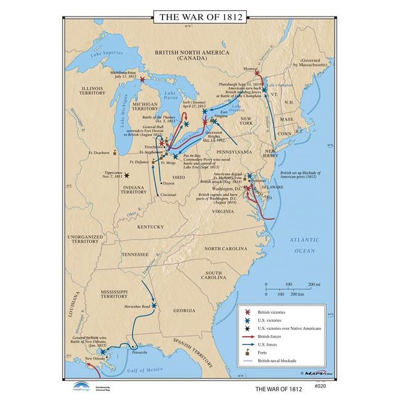 Univarsal 931000061020-36x49-RAB 36 x 49 in. No.020 The War of 1812 on ...