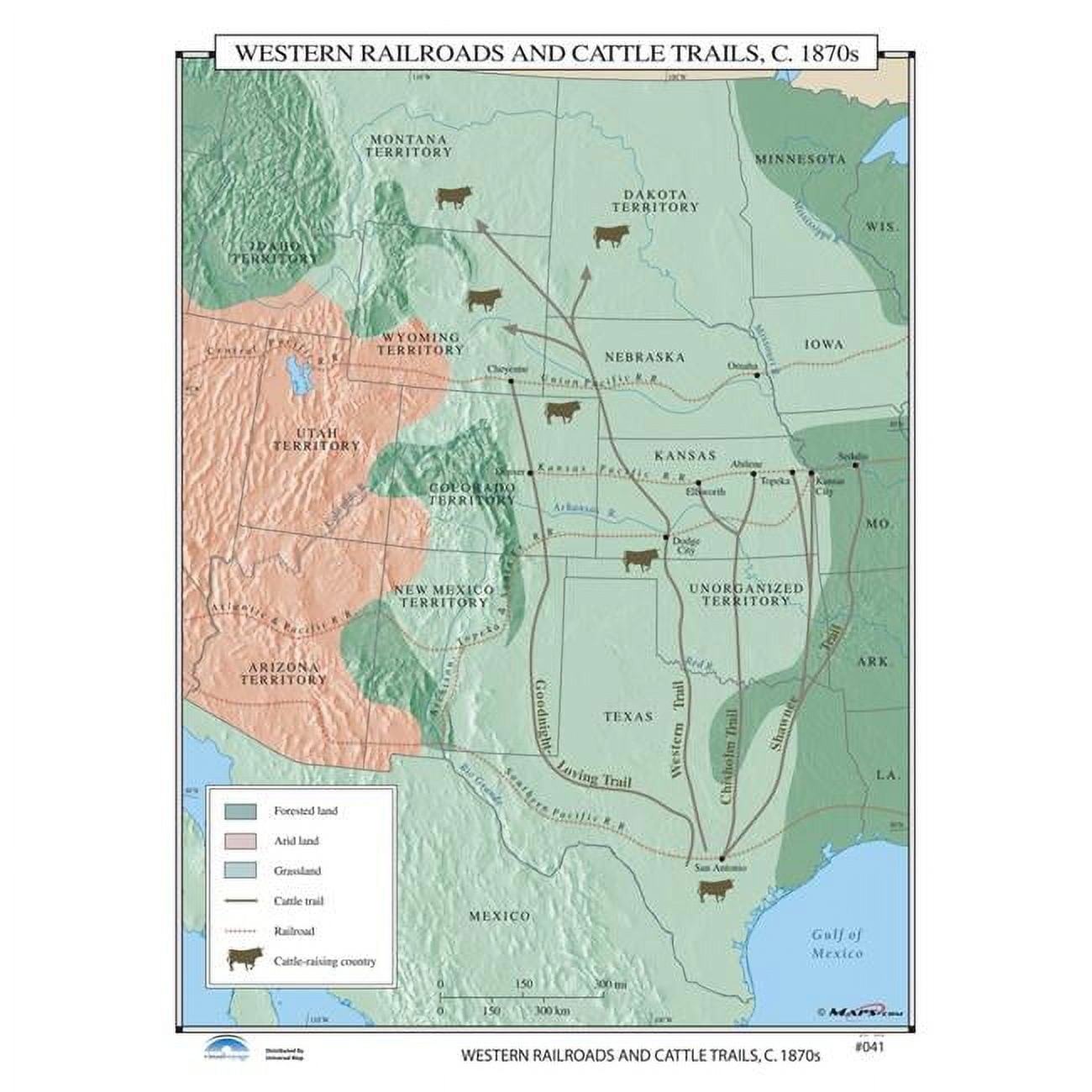 Univarsal 931000061041-36x49-LAM 36 x 49 in. No.041 Western Railroads ...