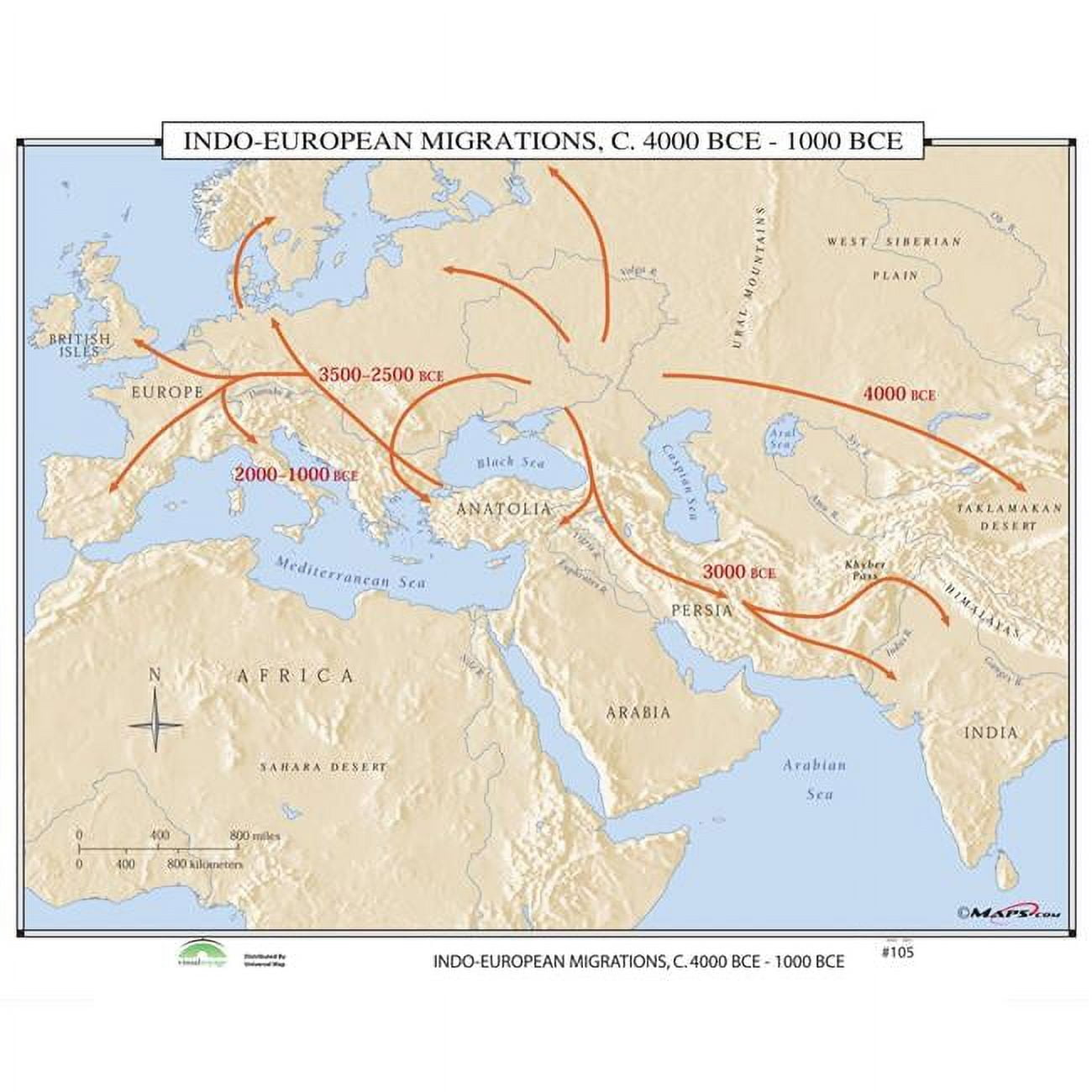 Univarsal 931000061105-46x37-LAM 46 x 37 in. No.105 Indo-European ...