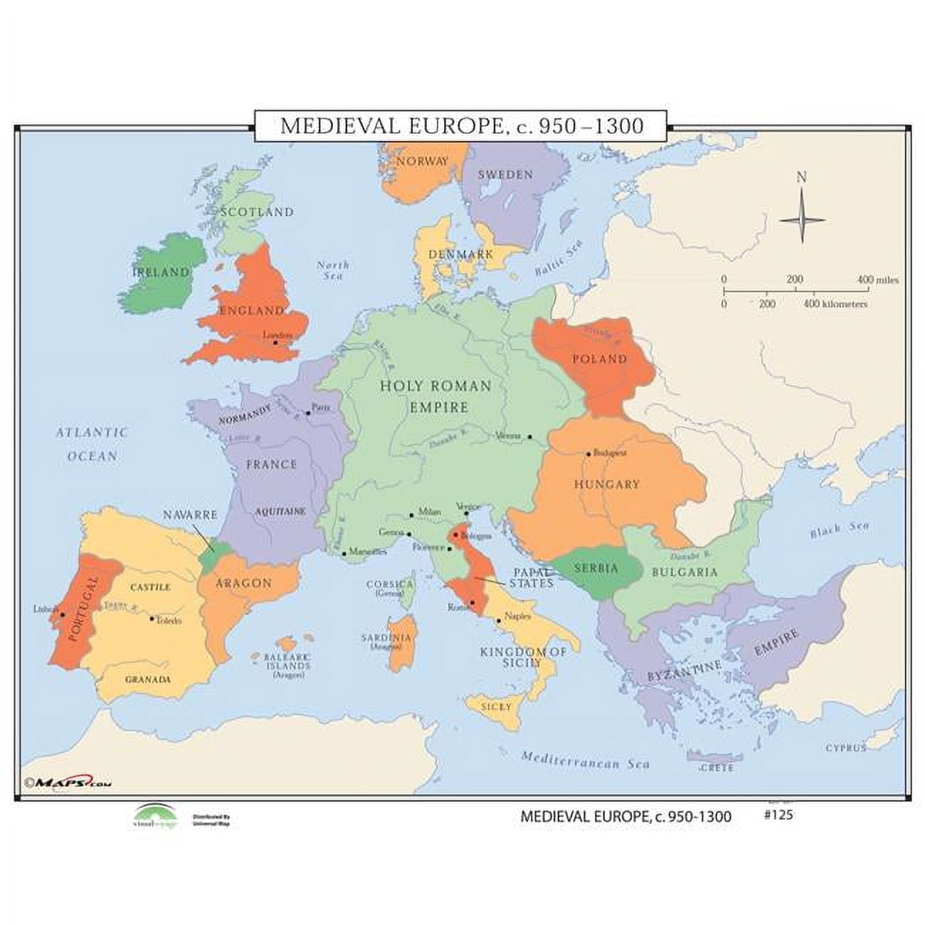 Univarsal 931000061125-46x37-RAB 46 x 37 in. No.125 Medieval Europe ...
