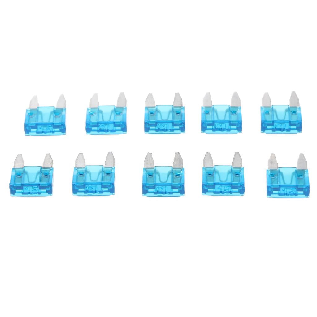 Univerial 10Pcs Mini 15A Fuses Blue 17x11mm For Car Truck Replacement ...