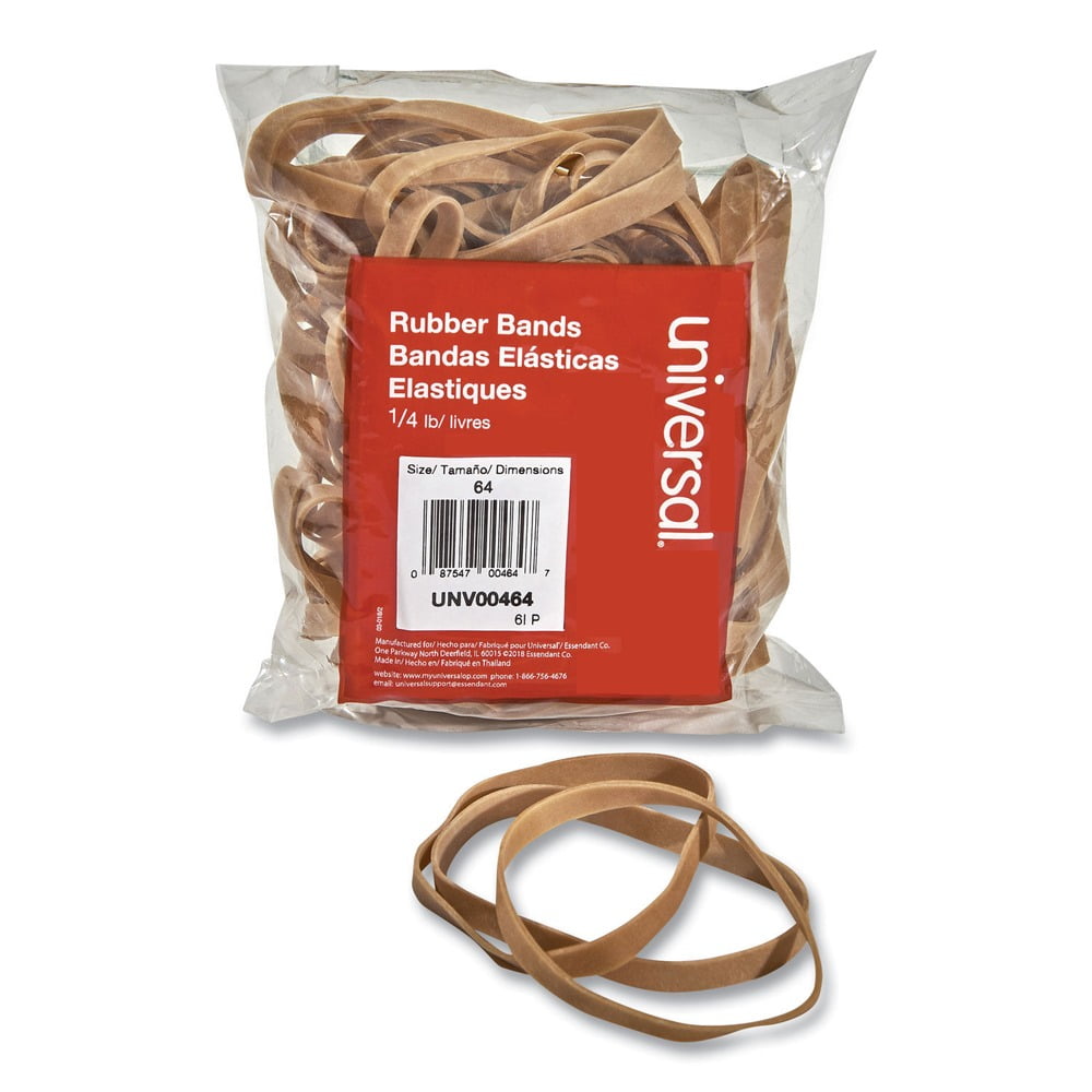 Universal Office Rubber Bands, 0.04 in. Gauge, Size 64, Beige, 80/Pack ...