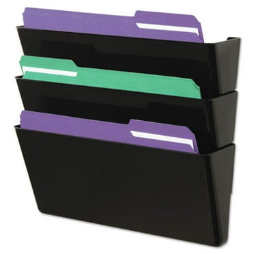 TRU RED Hanging Folder Black Plastic Wall File Organizer with 7 Pockets ...