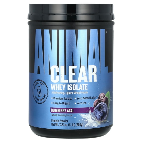 Universal Animal Clear 1.1 lb Blueberry Acai Whey Isolate Protein ...