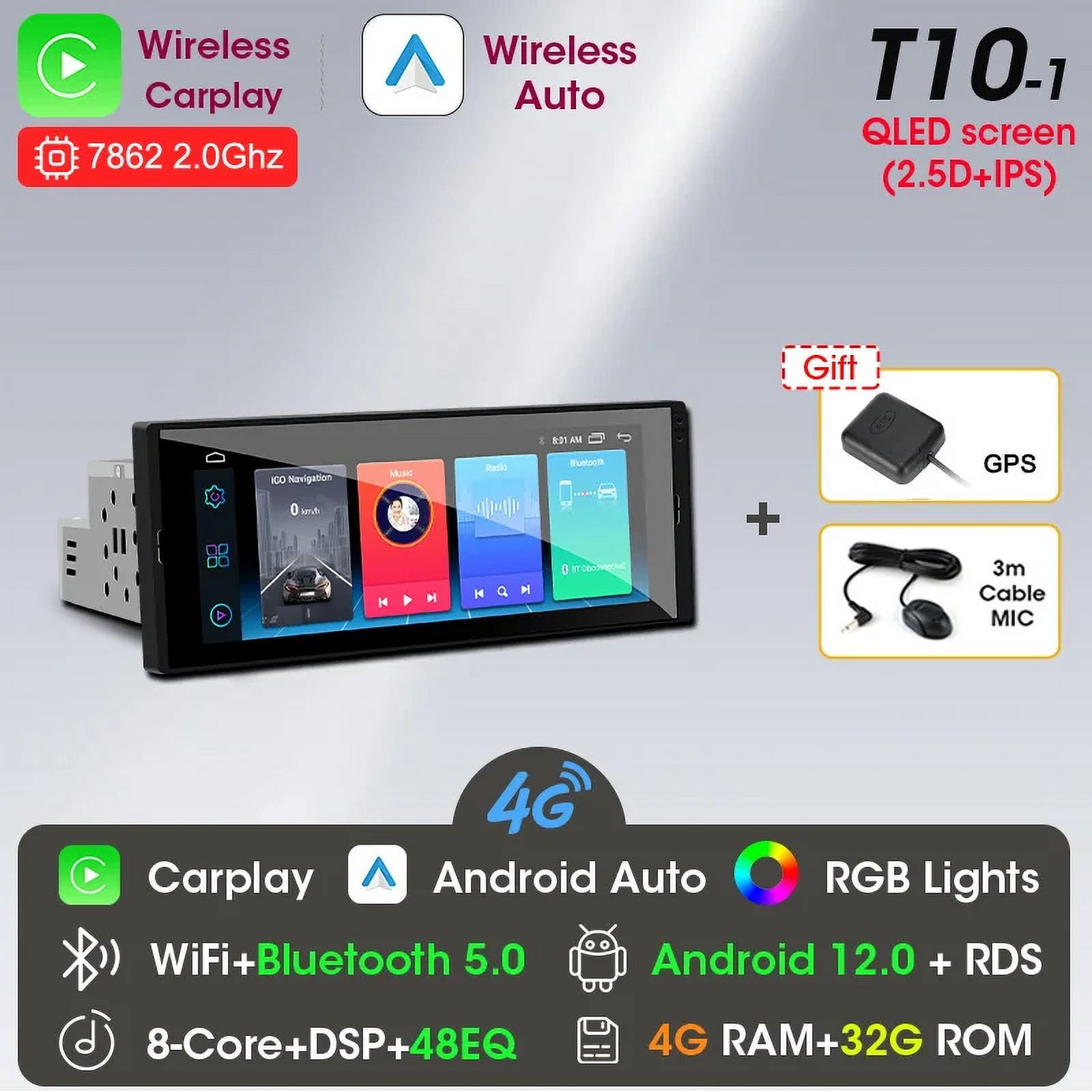 Universal 1 Din 6.95 Inch Wireless Carplay Android Car Radio Multimedia ...