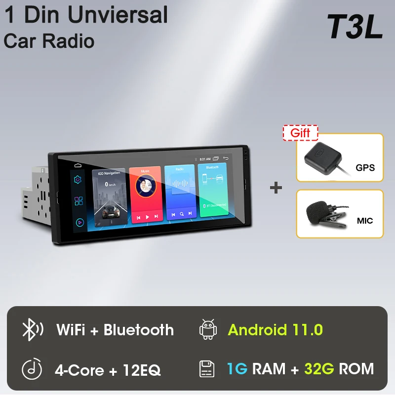 Universal 1 Din 6.95 Inch Wireless Carplay Android Car Radio Multimedia ...