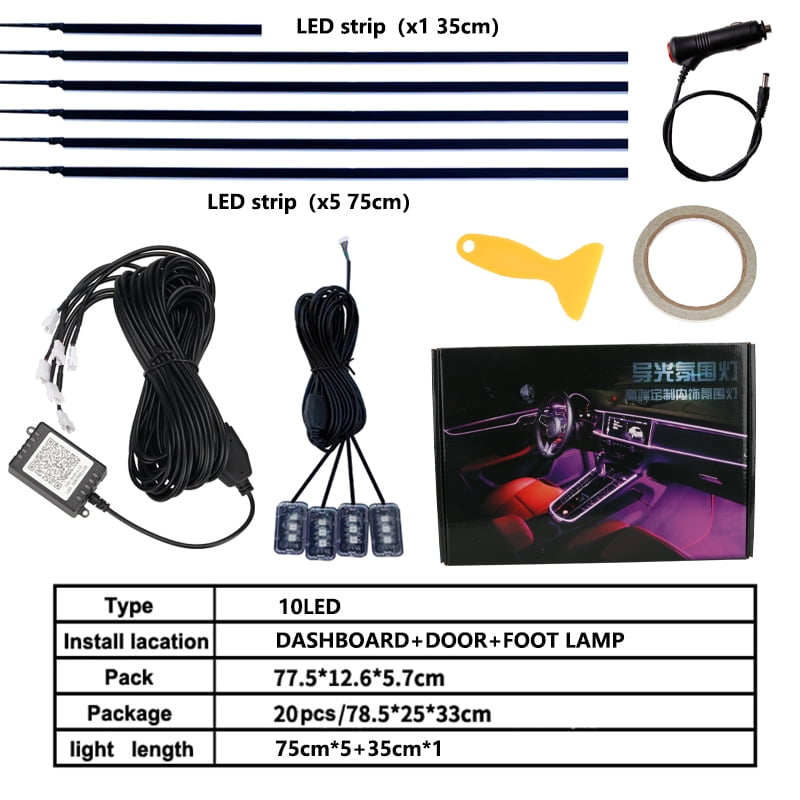 Universal 10 in 1 atmosphere symphony light for car interior rgb 64 ...
