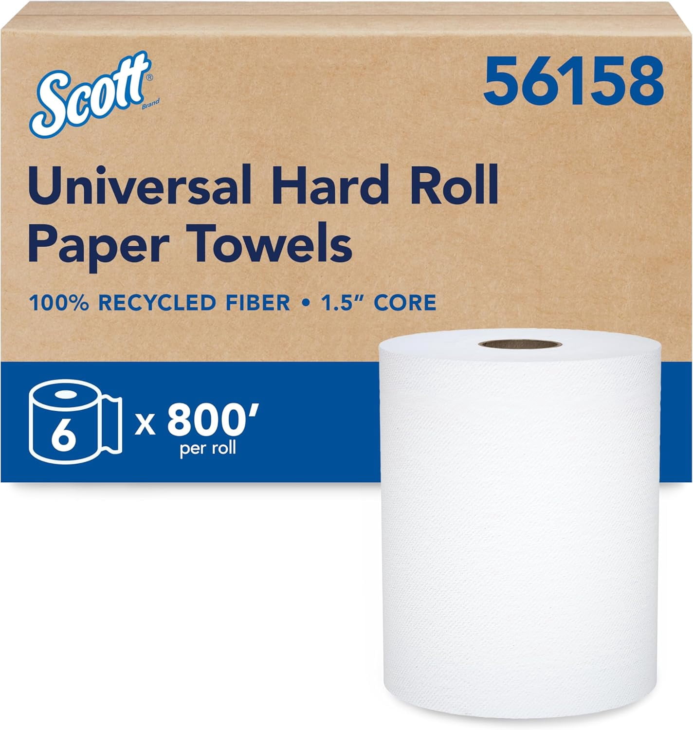 Universal 100% Recycled Fiber Hard Roll Paper Towels, Bulk (56158 ...