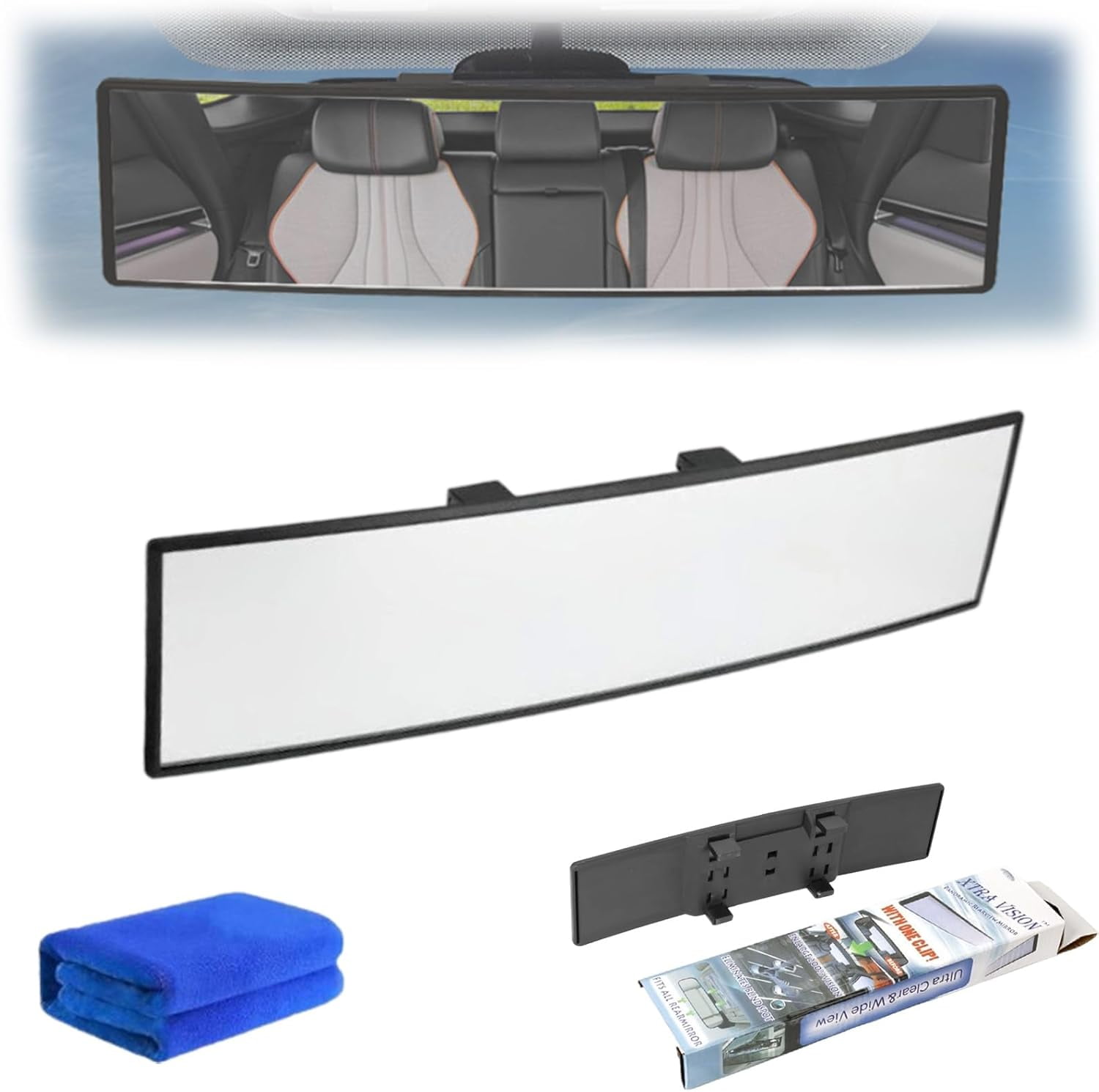 Universal 11.81 Inch Panoramic Convex Mirror, Car Interior Clip on ...