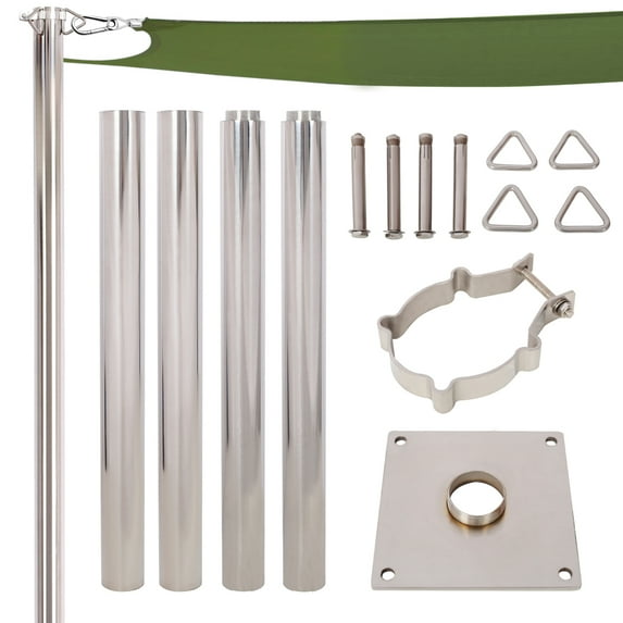 Universal 12FT Canopy Pole - Heavy-Duty Stainless Steel with Ground ...
