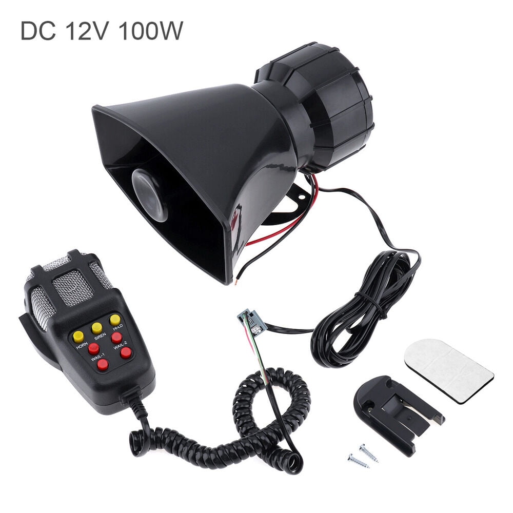 Universal 12V 100W Car Warning Alarm 7 Tones Police Fire Loud Speaker ...