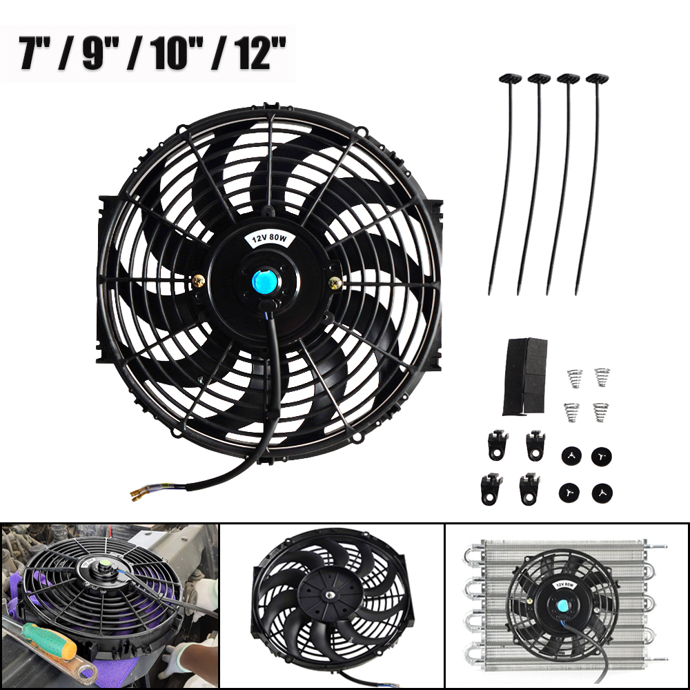 Universal 12V 80W Car Air Conditioning Electronic Radiator Cooling Fan ...