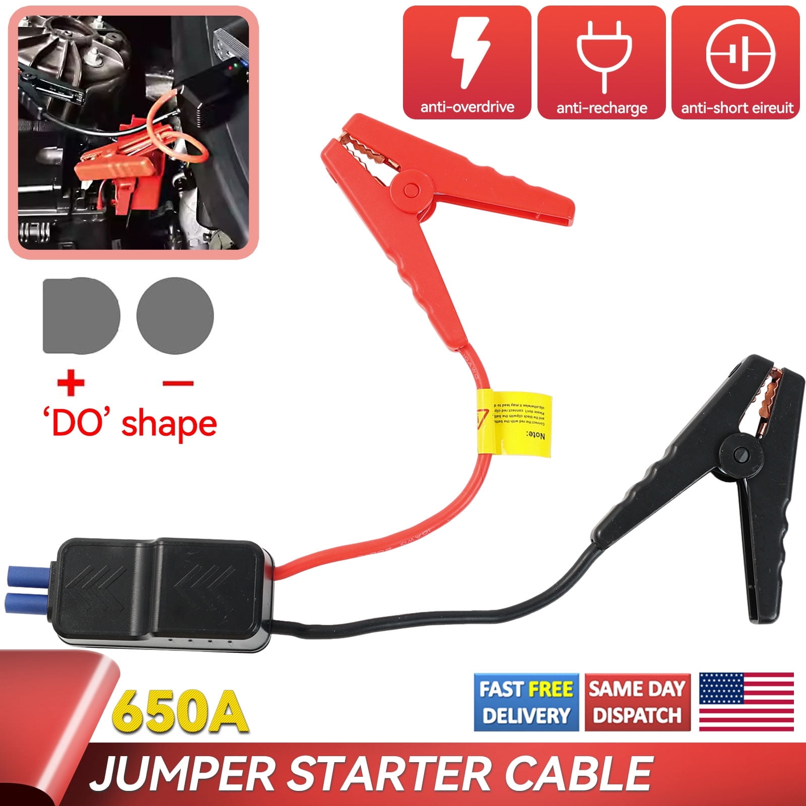 Universal 12V Car Jump Starter Jumper Cable EC5 Connector Alligator Clamp Booste - Walmart.com
