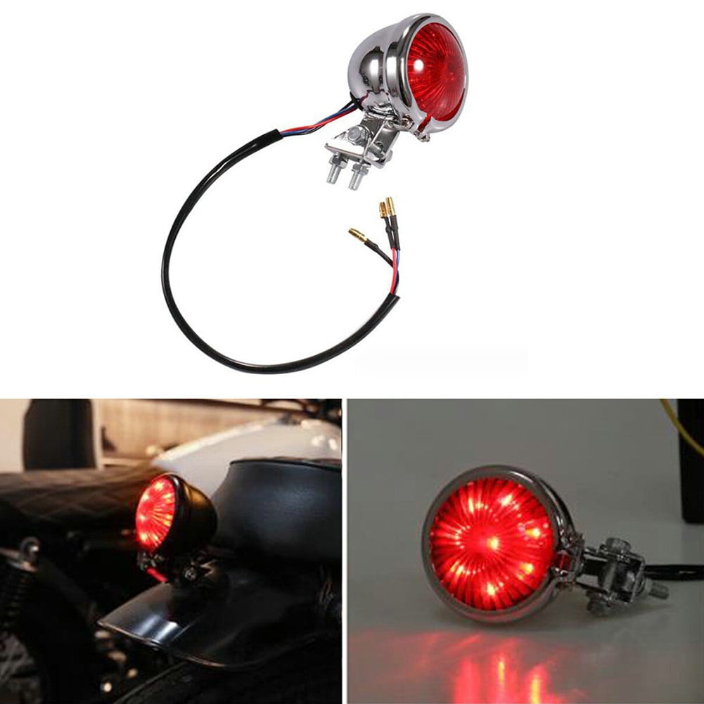 Universal 12V Chrome Tail Light Motorcycle Tail Light Lamps for Bobber ...