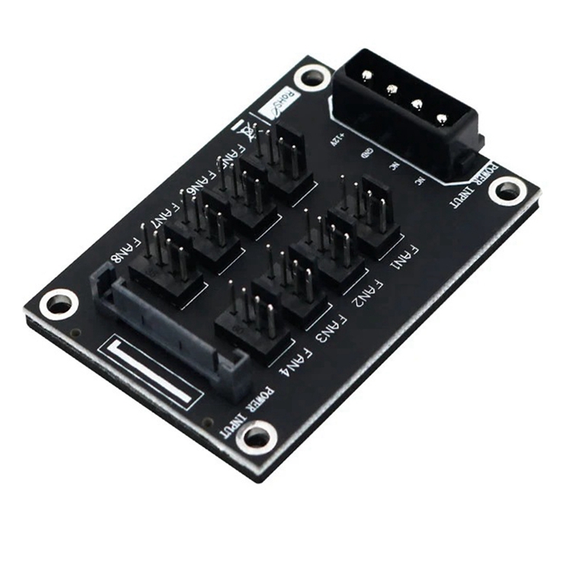 Universal 12V Computer Chassis Fan Hub Expansion Card 8-Port HUB Dual ...