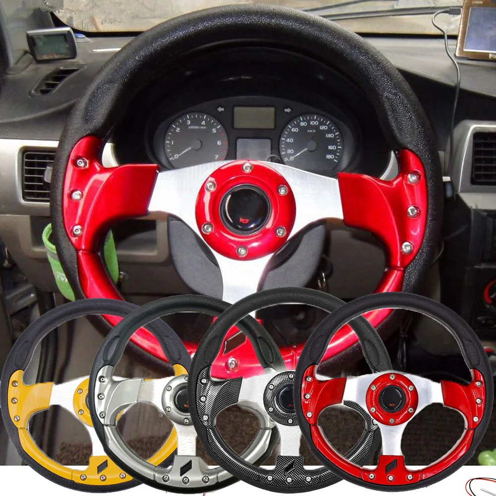 Universal 13" 320mm Racing Sports Car Steering Wheel with Horn Button ...