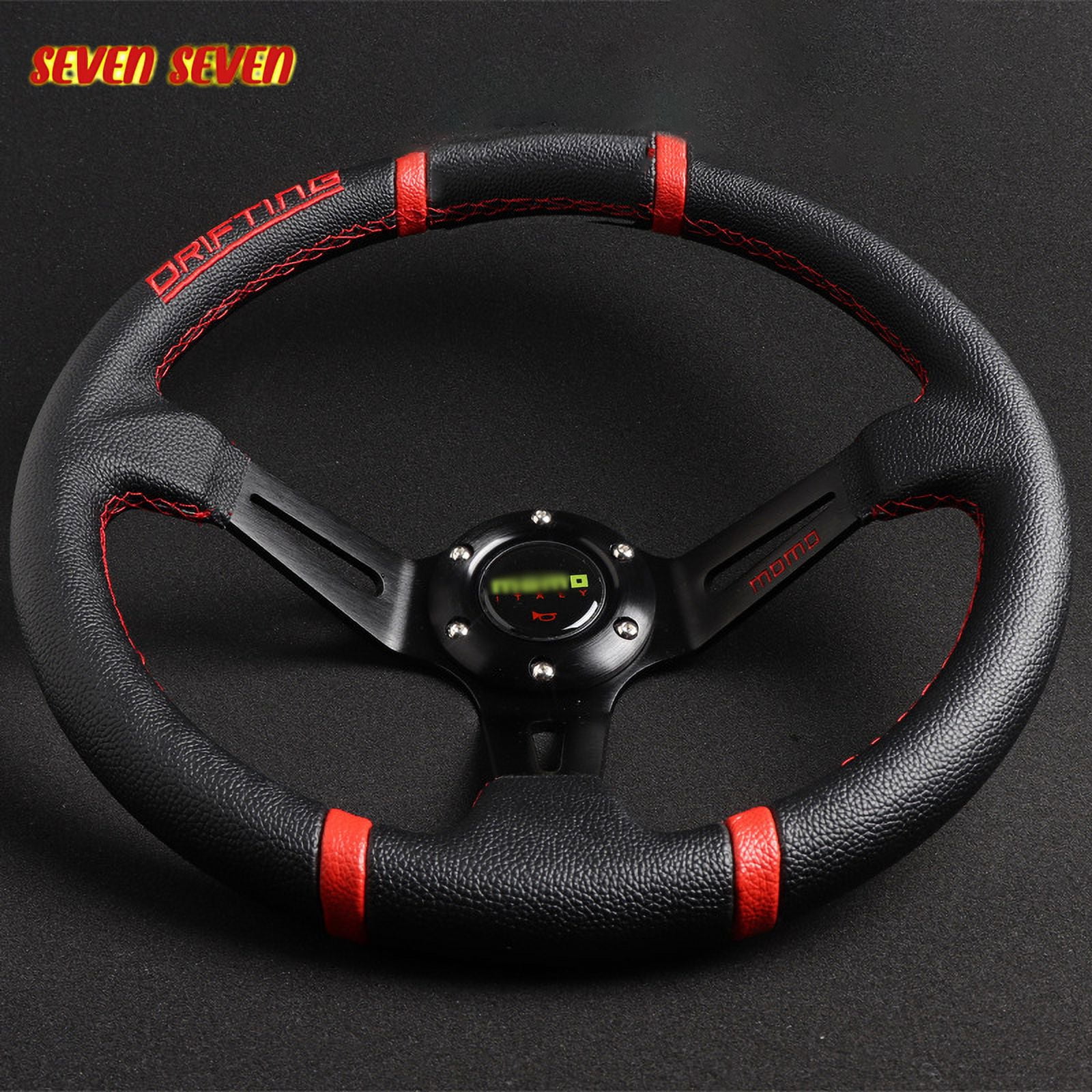 Universal 14 Inch 350mm PU Leather Auto Racing Steering Wheels Deep ...
