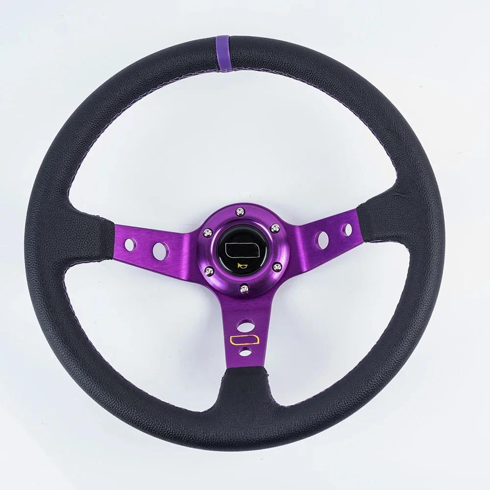 Universal 14 inch 350mm Suede/PVC/PU Car Aluminum Racing Steering ...