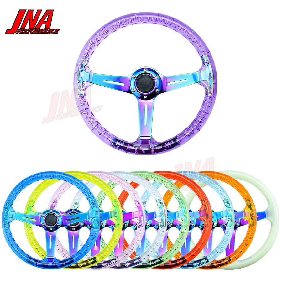 Universal 14inch 350MM Acrylic Steering Wheel 6 Holes Neo Chrome Bubble Steering Wheel Racing ...