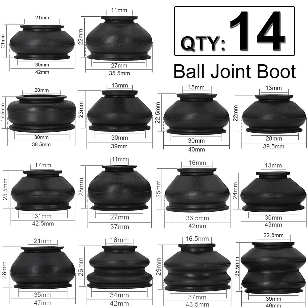 Universal 14x Dust Boot Cove Track Rod End Ball Joint Rubber Gaiters ...