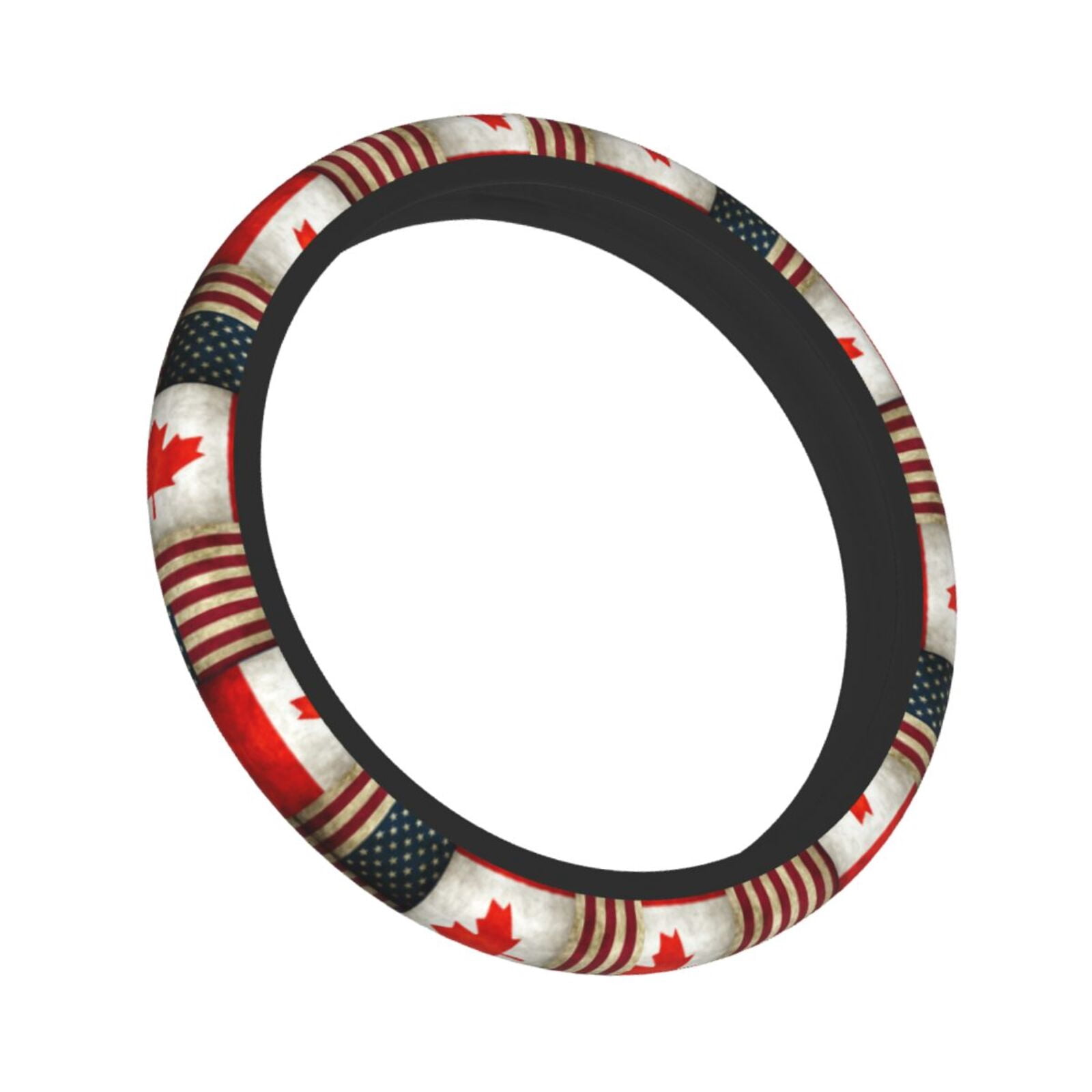 Universal 15 Inch America Canada Flag Elastic Stretch Neoprene Steering ...