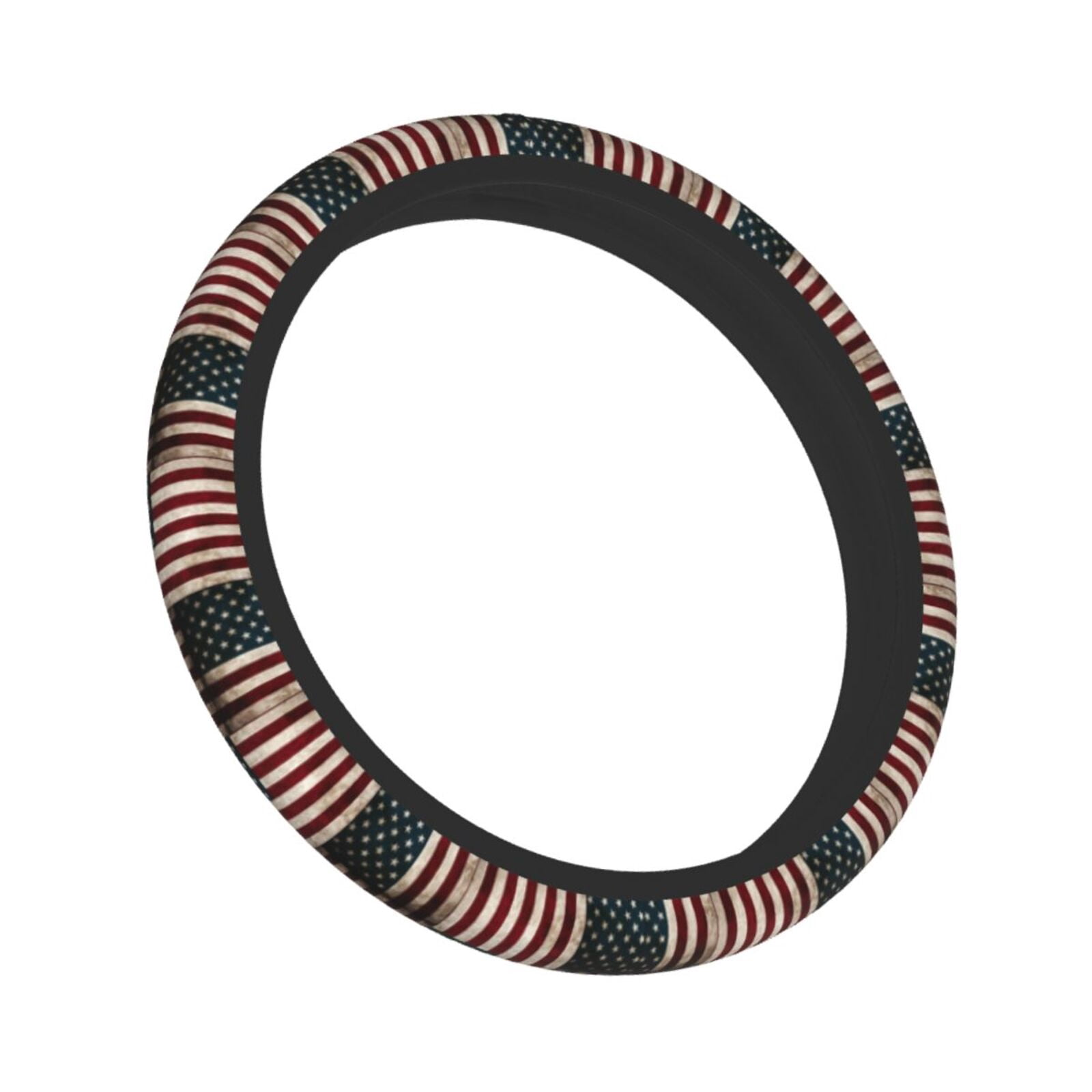 Universal 15 Inch America Flag Elastic Stretch Neoprene Steering Wheel ...