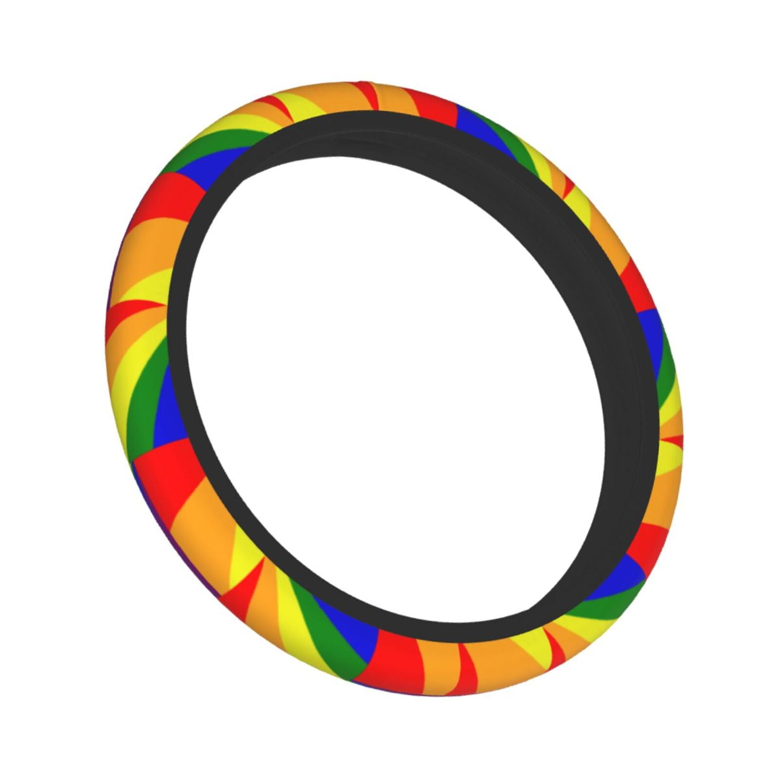 Universal 15 Inch Pride Rainbow Flag Elastic Stretch Neoprene Steering ...