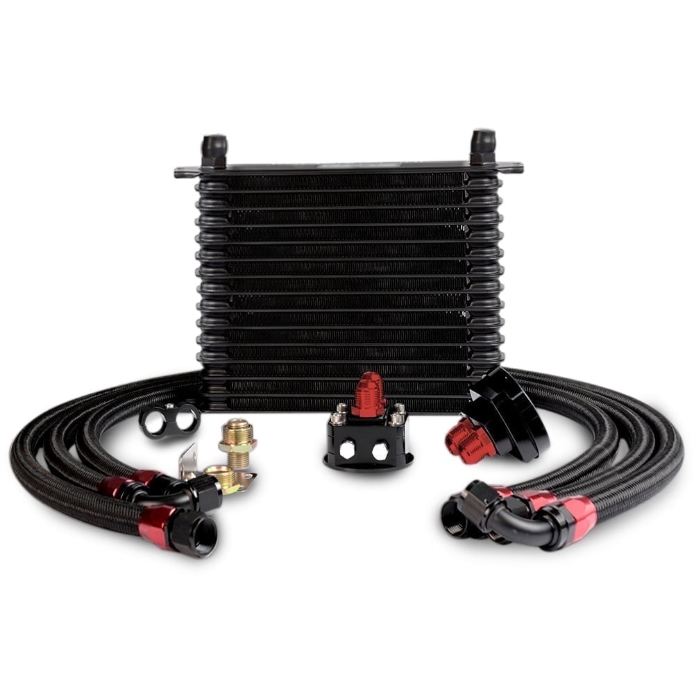 Universal 15 Row AN10 Engine Transmission Oil Cooler Kit Oil Filter ...