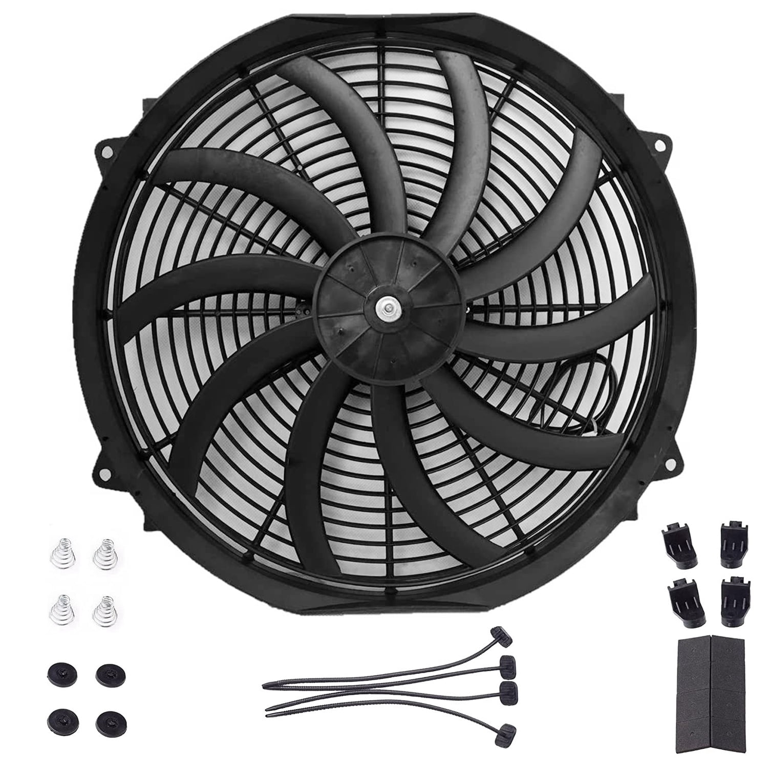 Universal 16" 120W Radiator Cooling Fan TeqHome 12V Electric Slim Fan ...