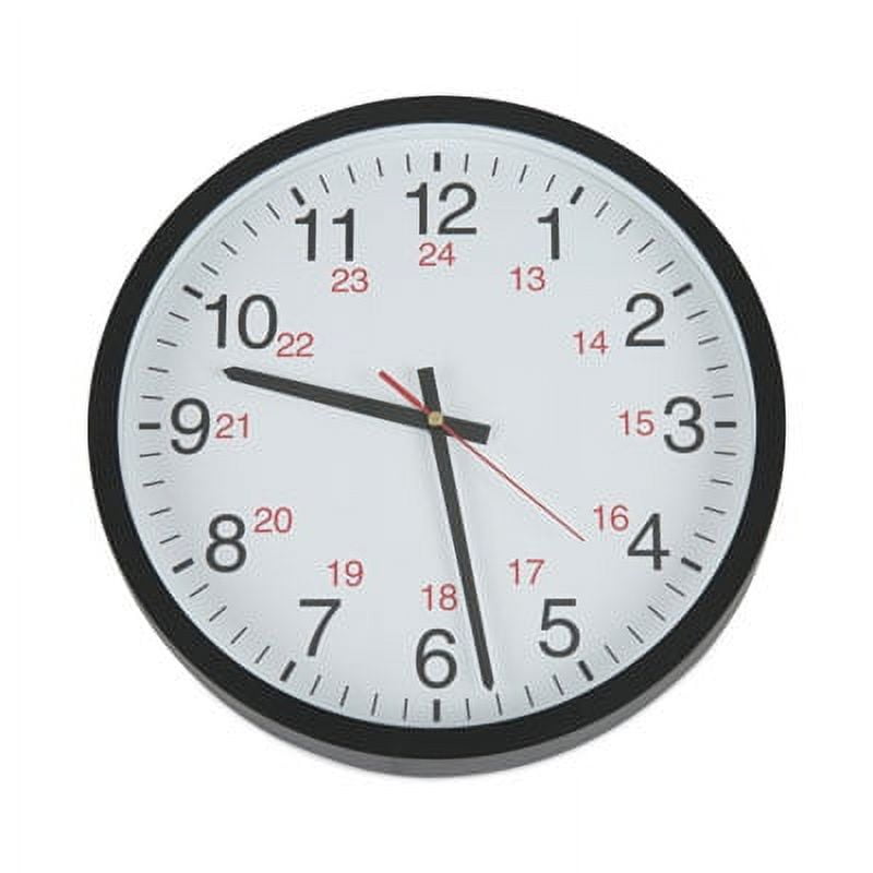 Universal-1PK 24-Hour Round Wall Clock, 12.63" Overall Diameter, Black ...