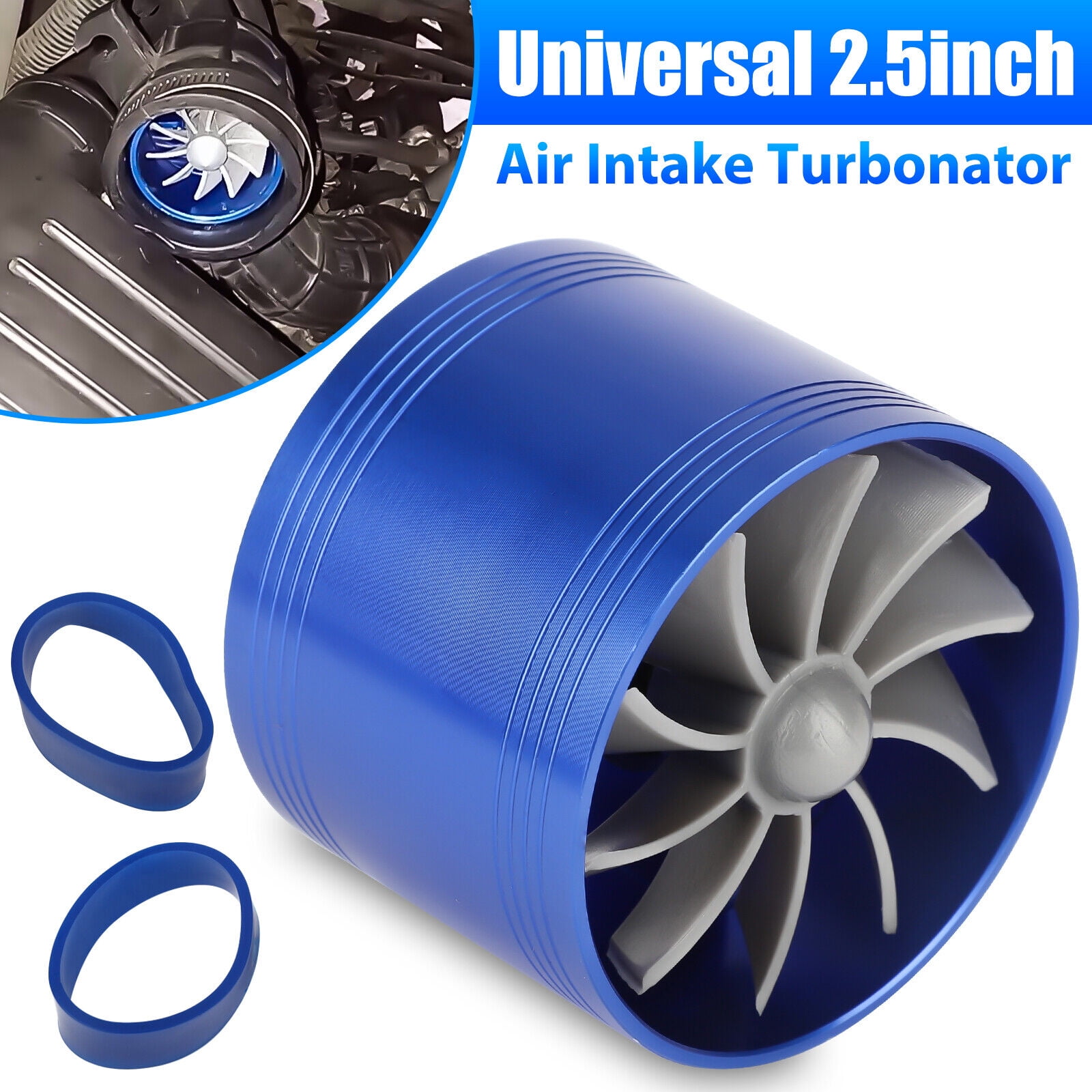 Universal 2.5in Turbo Cold Air Intake Hose Single Fan Turbonator Fuel ...