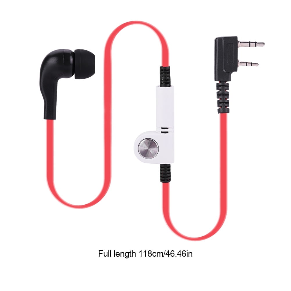 Universal 2-Pin Earphone Ptt Talkie Headset Flat Cable Earpiece Mic ...