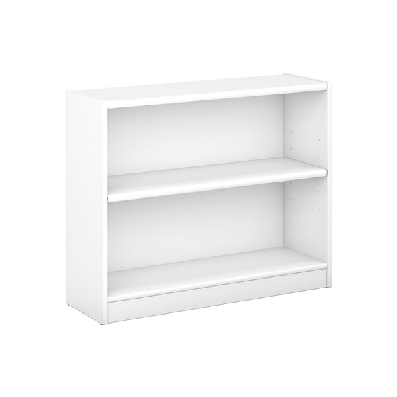 Bush Furniture Universal 2 Shelf Pure White Bookcase with Adjustable ...