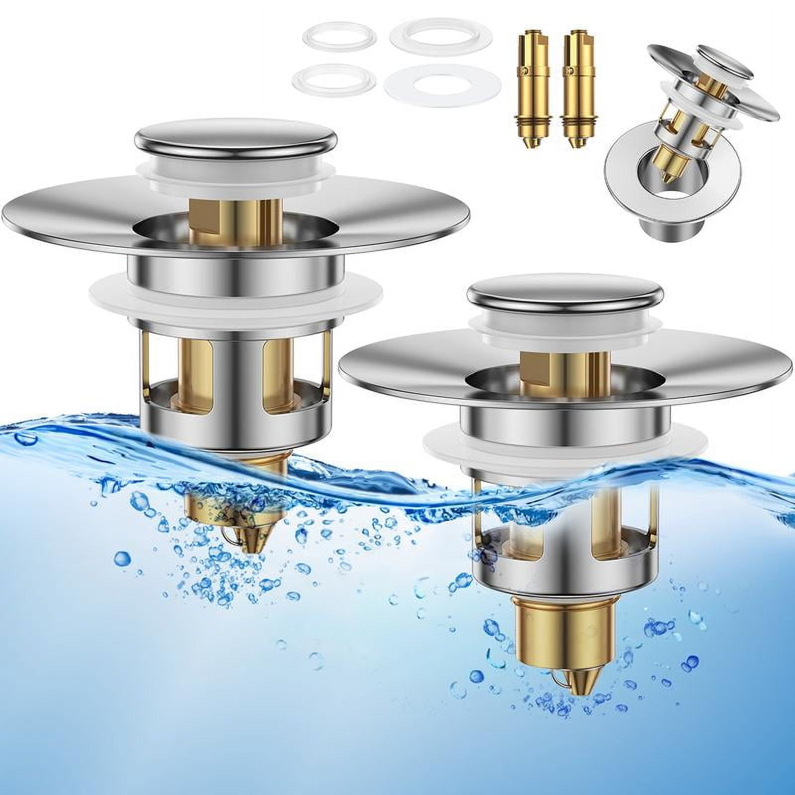 Universal 2-in-1 Bathroom Sink Stopper, Pop-up with Anti-Clog Removable ...