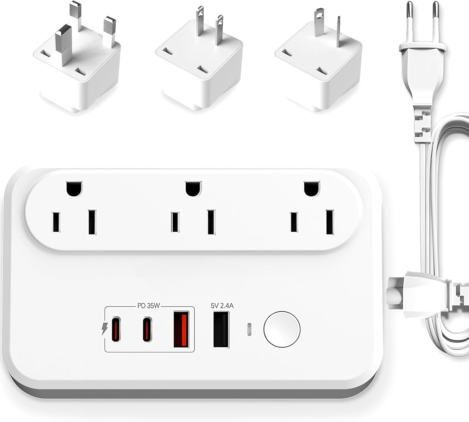 Universal 220V to 110V Converter: Travel Adapter with 35W PD, 2 USB - A ...