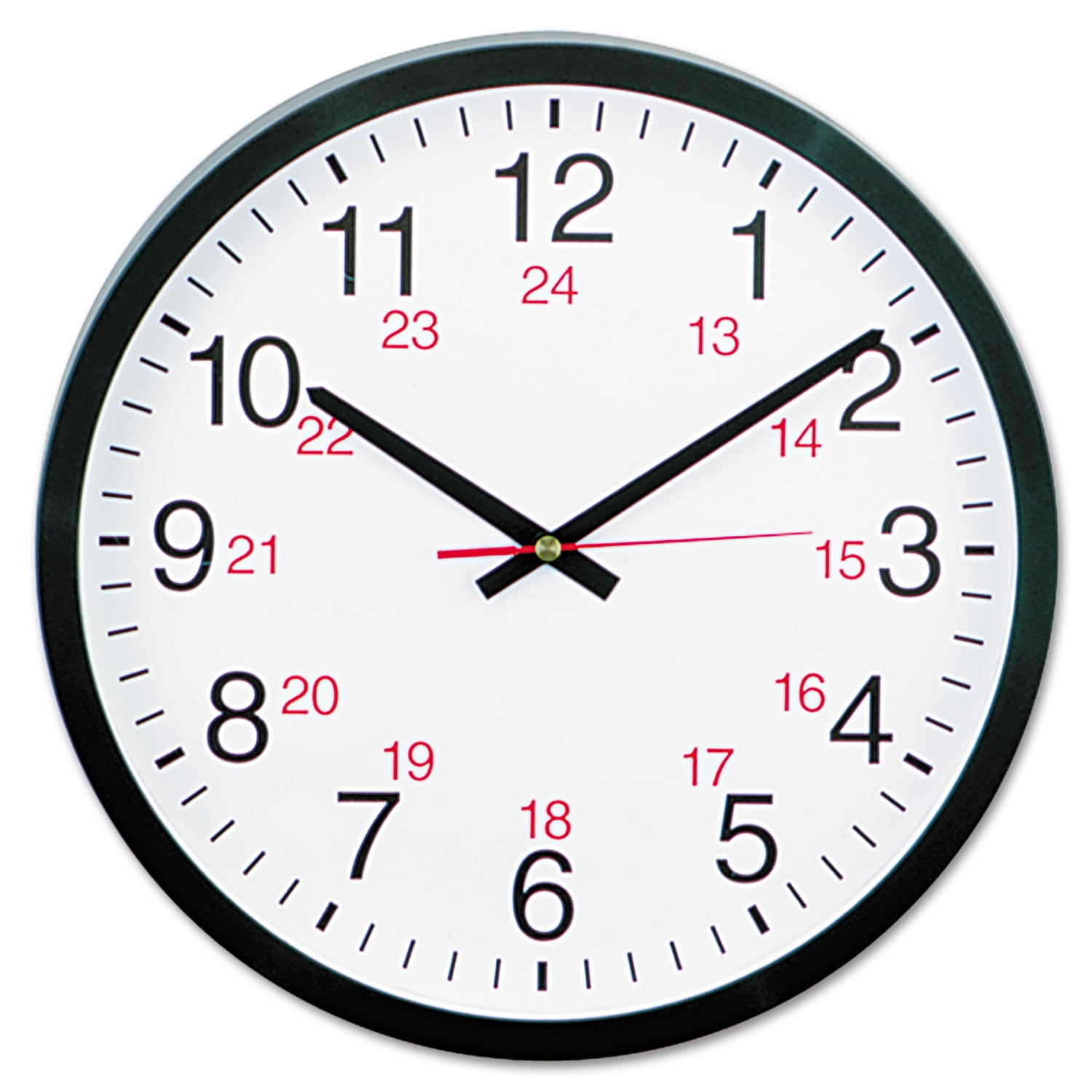 Universal 24-hour Round Wall Clock, 12.63" Overall Diameter, Black Case ...
