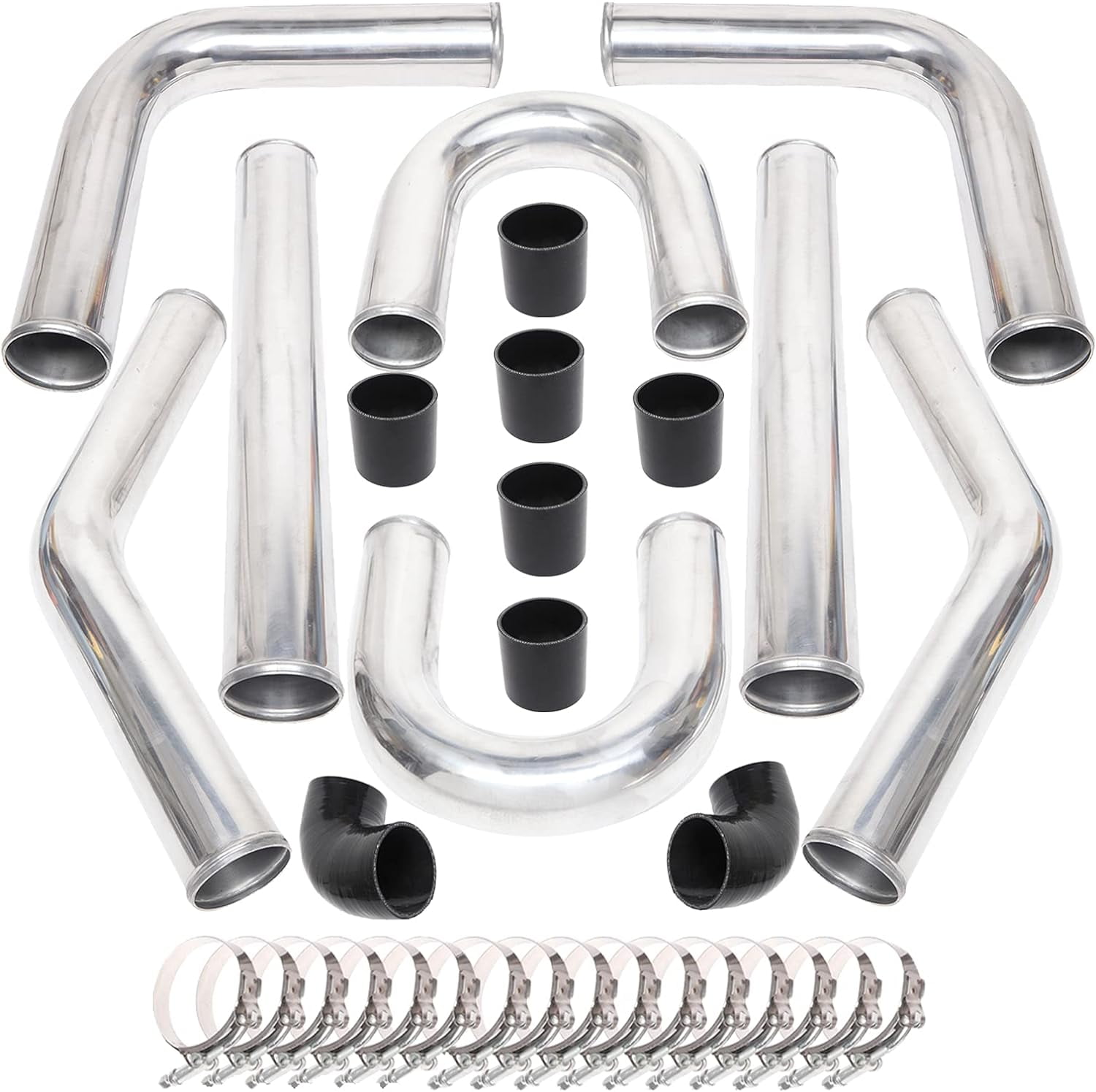 Universal 3" Inch Aluminum Intercooler Piping U-Pipe Kit with Coupler ...