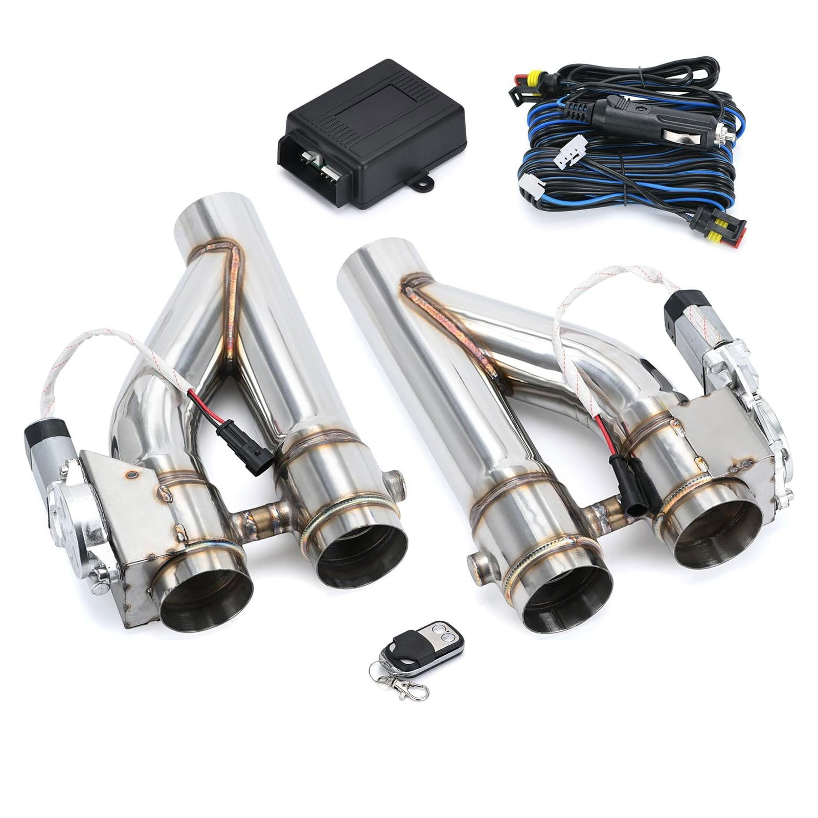 Universal 3 Inch Dual Stainless Steel Exhaust Valve Pipe Kit 2PC ...