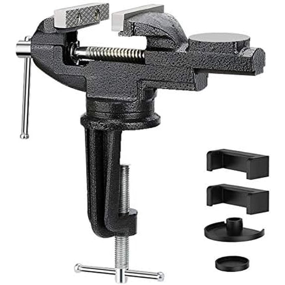 Universal 3 Inch Table Vise, 360° Rotating Swivel Base Bench Vise Heavy ...