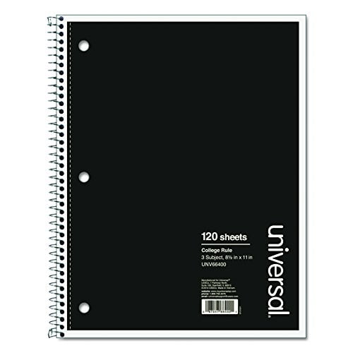 Universal 3 Sub. Wirebound Notebook, 11 x 8 1/2, College Rule, 120 ...