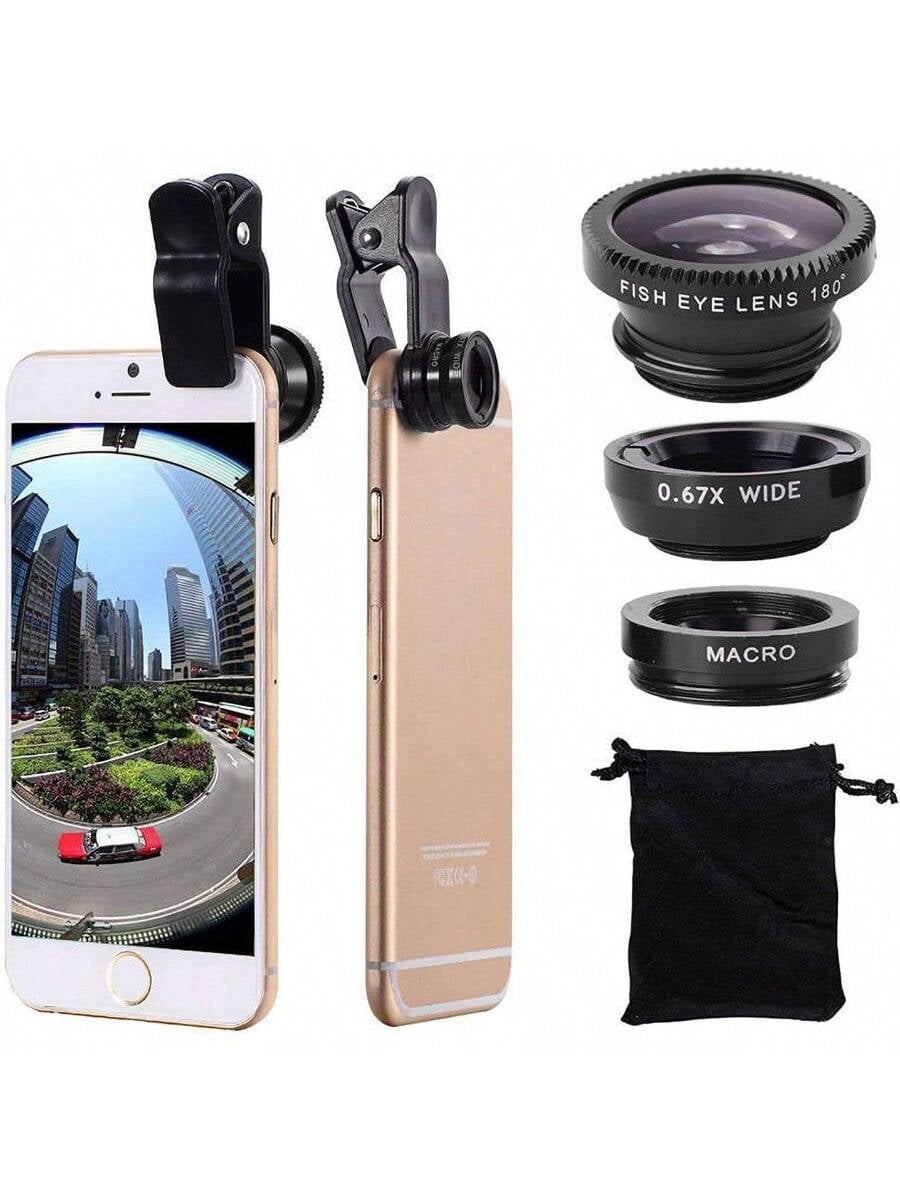 Universal 3-in-1 Phone Lens Kit: Wide Angle, Macro, Fisheye for iPhone & Android - Travel ...