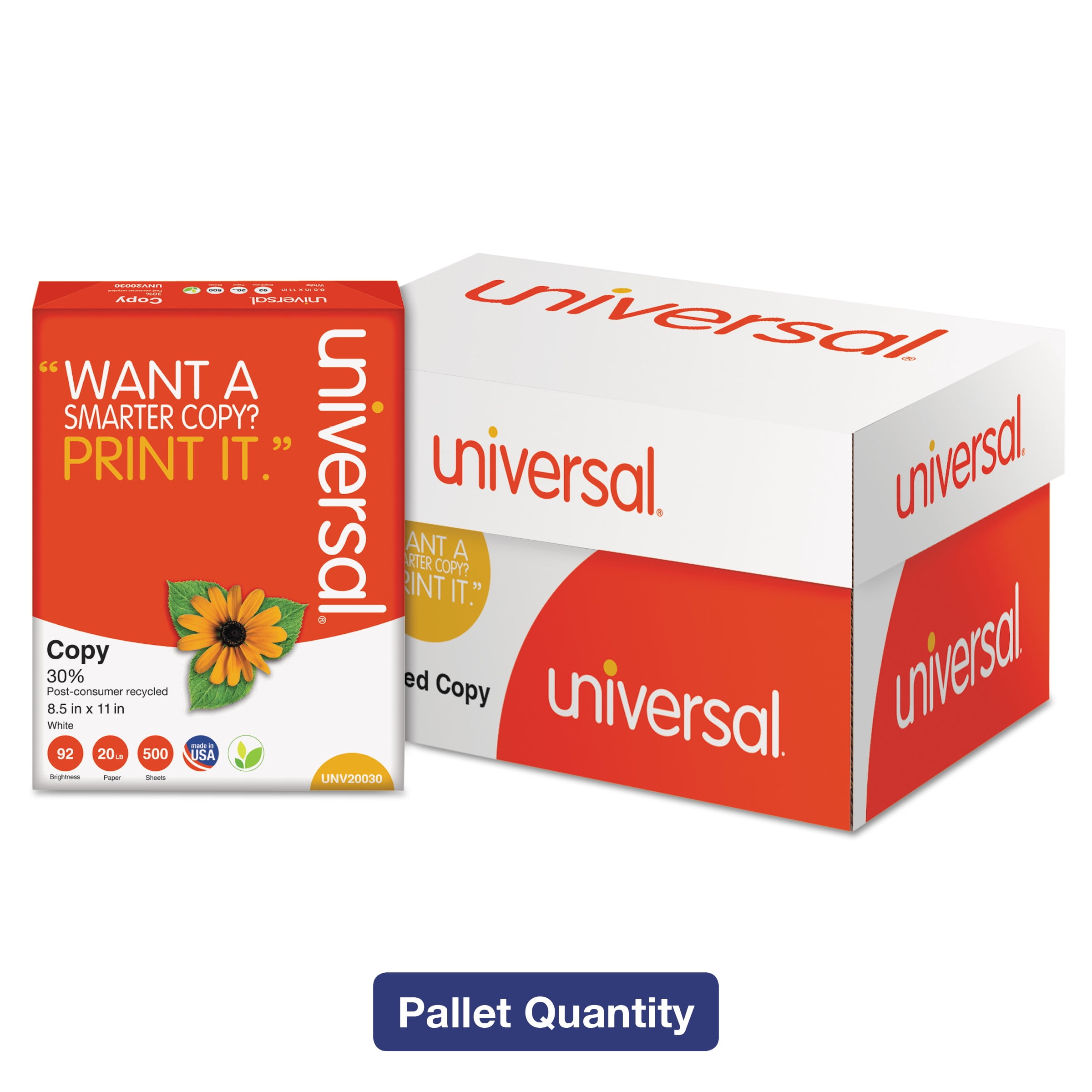 Universal 30% Recycled Copy Paper, 8 1/2x11, White, 5000/Ctn, Office ...