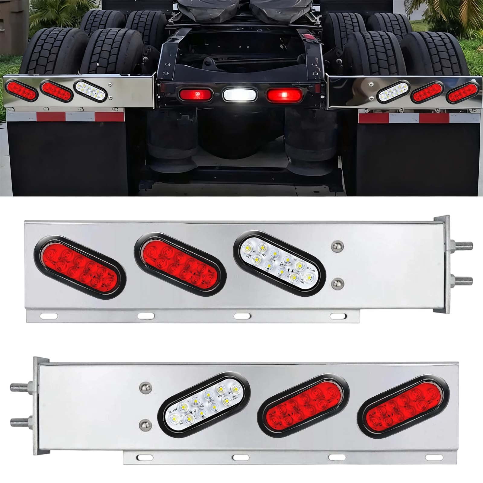 Universal 30" Spring-Loaded Mud Flap Hanger W/ 6 Lights for Semi Trucks ...